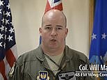 USAF base commander updates on missing pilot after crash