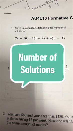 One solution, no solution, infinite solution problems - determine which it is #tiktoklearningcampaign #learnontiktok #onesolution #nosolution #infinitesolutions