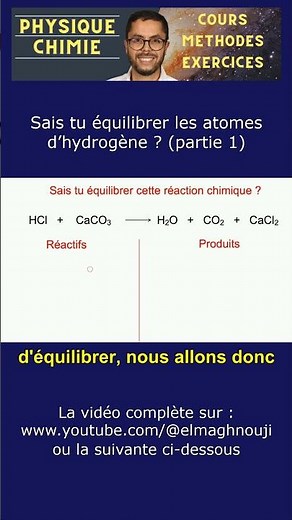 Sais tu équilibrer les atomes d'hydrogène ? (partie 1) #shorts #chimie #physiquechimie