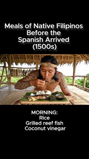ReSeen on Instagram: "What did Native Filipinos eat long before Spanish ships arrived? 🌊 This reel recreates a simple coastal meal from the 1500s — rice, grilled reef fish, and sharp coconut vinegar — based on early accounts of pre-colonial life in the Philippines. #historyreels #philippinehistory #filipinohistory #precolonialphilippines #indigenousfood"