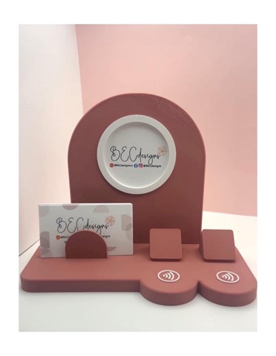 Dual NFC Business Card Display Stand | Programmable NFC Tap Sign | Small Business Vendor Display | Craft Fair Table Sign | Matte Pink - Etsy