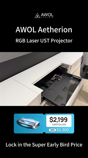 ⚡ 2026 UST Projector Game-Changer 💫 Experience next-level home cinema with AWOL Aetherion: ✅ World’s 1st VRR UST: Smooth, Tear-Free Gaming ✅ PixelLock™ Technology: Edge-to-Edge Sharpness ✅ Industry-1st DLC Lens: Cinema-Grade Glass Optics ✅ Anti-Rainbow Tech: Pure Color & Eye Comfort ✅ Save $2300, 51% Off ✅ 2-Year Hassle-Free Warranty | AWOL Vision