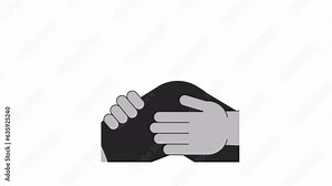 Struggling with knee pain bw outline 2D close up body part animation. Osteoarthritis joints monochrome linear cartoon 4K video. Inflammation in knee animated closeup body isolated on white background