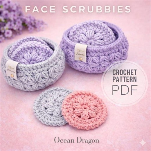 Crochet Face Scrubbies Pattern | Crochet Basket Pattern Jasmine Stitch Scrubbies | Reusable Facial Pads PDF | Crochet Storage Basket Pattern - Etsy UK