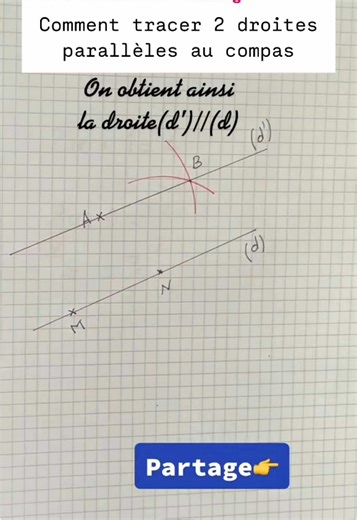 Comment tracer 2 droites parallèles au compas #math #droite #parallele #geometry #parallel #learnontiktok