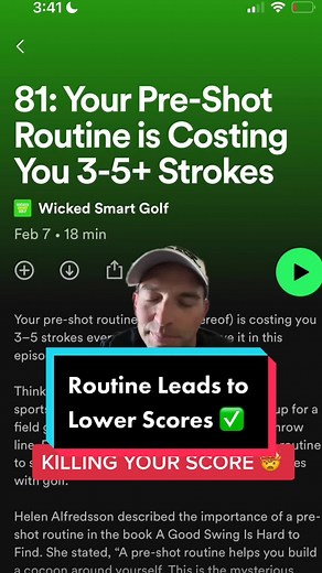Your pre-shot routine (or lack thereof) is costing you 3–5 strokes every round and I'll prove it in this episode. Think about it, pre-shot routines are part of sports; NFL kickers have one when they line up for a field goal and basketball players at the free-throw line. Each player develops their own pre-shot routine to stay focused and feel confident. The same goes with golf. Helen Alfredsson described the importance of a pre-shot routine in the book A Good Swing Is Hard to Find. She stated, “A