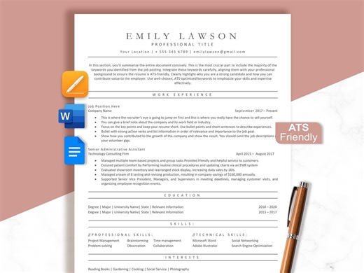 ATS Resume Template | Ats Friendly Resume | Modern ATS Resume Template | Ats Resume Template Word, Google Docs & Mac| ATS Resume Template - Etsy Australia