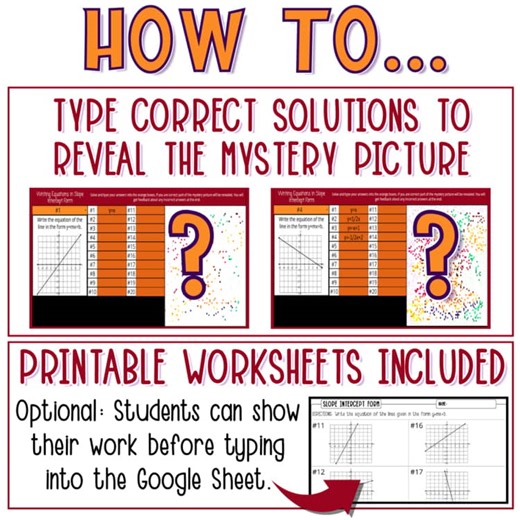 Slope Intercept Form Thanksgiving Fall Math Pixel Art Mystery Picture Activity