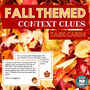 Fall Context Clues | Context Clues Task Cards Worksheets | Fall Activities