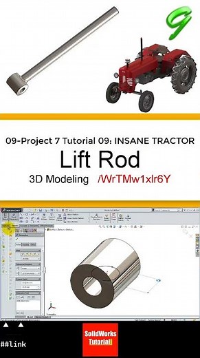9- 3D Draft |Tractor|: lift rod #3d #solidworks #tutorial #cad #drawing #engineering #automobile