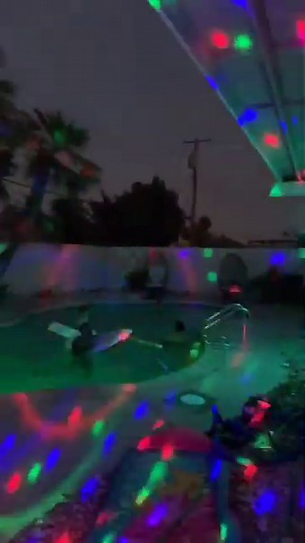 Pool Party at Night with Disco Lights#nightpoolparty #discolight #summerfun #poolparty