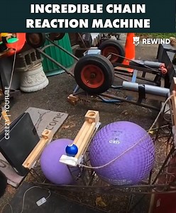 Incredible Chain Reaction Machine via: youtube.com/c/CreezyCreations | Rewind