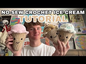 crochet ice cream cone tutorial / no sewing !!
