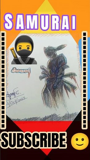 🥷 Unbelievable Samurai Drawing Powerful warrior art #samurai#shortsfeed #sketch #drawing #anime #pen
