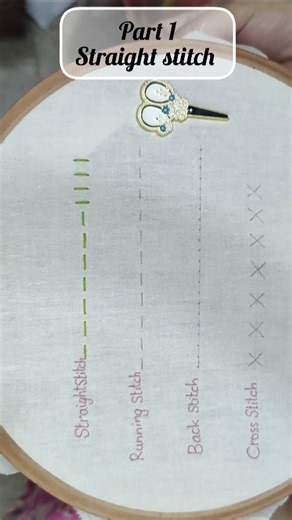 Straight Stitch Embroidery Design | Easy Hand Embroidery Tutorial for Beginners#embroidery #shorts