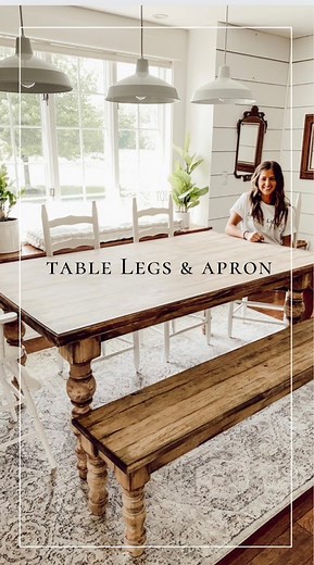 Part TWO: Legs & Apron!Check out these STUNNING & VERY affordable legs from @carolinalegco! The quality is insane and the craftsmanship is off the charts. If you’re building a table, hand turned legs from Carolina Leg Co is a MUST! (They have all sizes and dimensions if you’re looking for anything from island legs, coffee tables & dining tables 💕) What do you think so far? Is this build easier than you thought it’d be?#diy #diytable #tablebuild #diningtable #chunkylegtable #woodworking #beginne