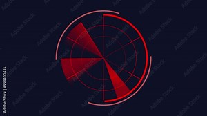Radar animation, moving radar HUD 4k animation in rad color.