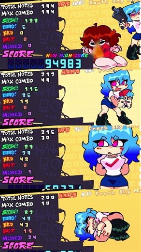 FNF New Sky Reborn Update! All Result Screens 💀 #fnf #animation #fnfanimation