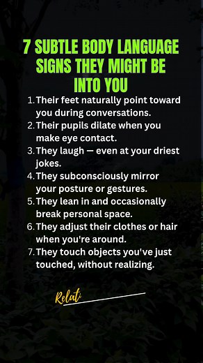 12K views · 15 reactions | 7 Subtle Body Language Signs they might be into you | Relation & Love Fact | Facebook