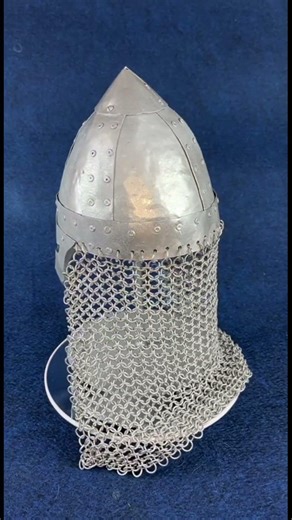 Silver Knight War Helm with Chainmail. Серебряный рыцарский шлем с кольчугой