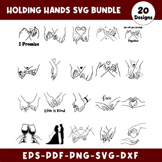 Holding Hands SVG Bundle: Holding Hands PNG Bundle, Lovers Hand SVG, Customize With Your Own Text, Holding Hands Clipart - Etsy