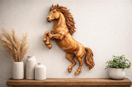Horse CNC 3d STL File – Majestic Stallion Bas Relief for CNC Router – Wooden Horse Wall Art – Digital Download
