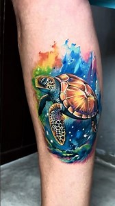 🌊 Watercolour Sea Turtle Tattoo | Full Colour Ocean Design