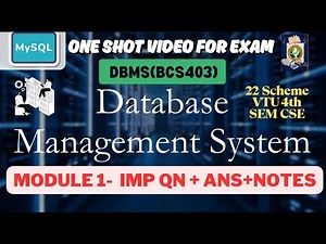 DBMS MOD1 Imp QN + ANS+Notes-BCS403 | ONE SHOT VIDEO FOR EXAM |VTU 4th sem #bcs403 #dbms #vtu