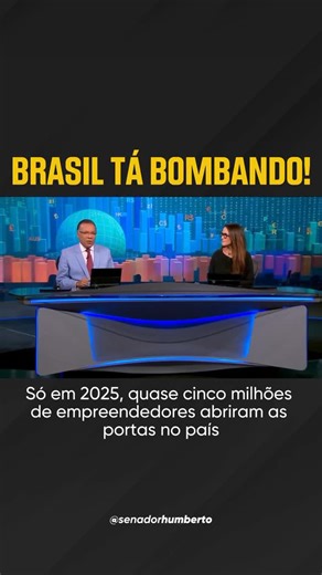 Fernando Rossas Freire on Instagram: "O Brasil está no caminho certo e os números não mentem: em 2025, foram abertos quase cinco milhões de pequenos negócios, um recorde histórico. Ao mesmo tempo, o país atingiu o maior número de empregos formais da série histórica. É o Efeito Lula movendo a economia. Siga o @senadorhumberto"