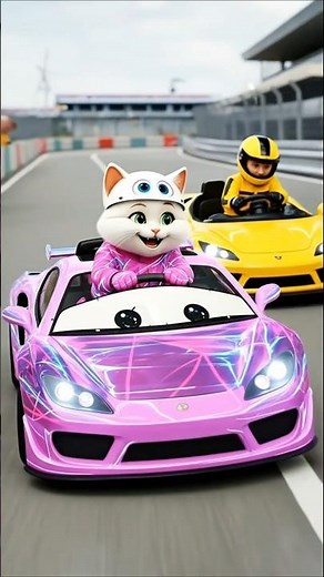 🚗 Kitten’s Transformer Car Race is Unbelievable! 🤖 #shorts #cat #toys #race #funny