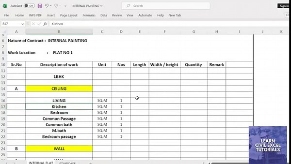 Calculate Gypsum and Painting Quantity Using AutoCAD and Excel sheet