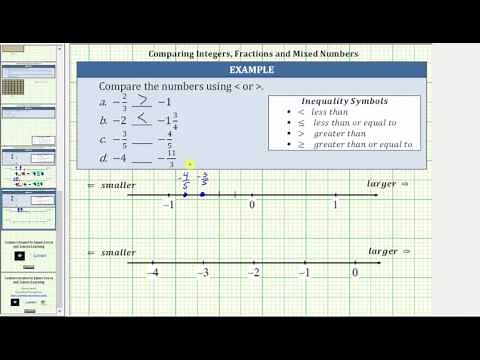 Compare Integers, Fractions, and Mixed Numbers (Number Line and Common Denom)
