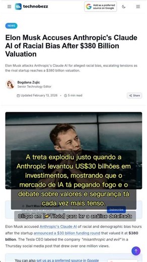 🧐👉 Elon Musk detona Claude AI: acusa preconceito racial após mega avaliação #QixNewsAI
