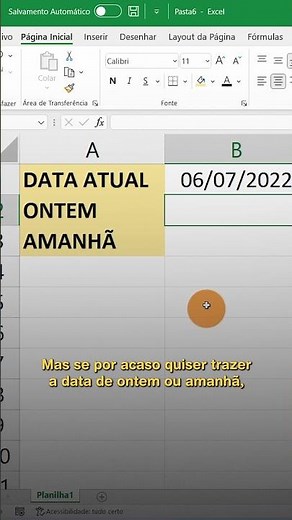Função Hoje: Data Automática de Hoje nas suas Planilhas do Excel | #shorts