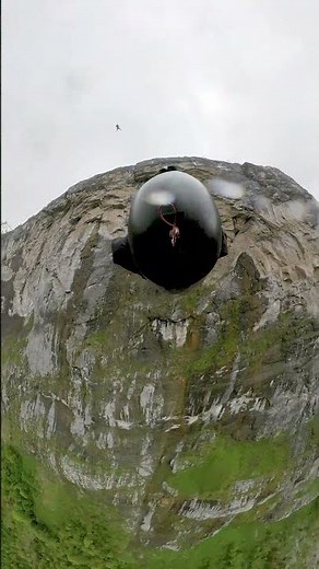 Two-Way BASE Jump: Synced Leap Off Swiss Alps’ 2,100ft Cliff! 🪂⛰️ ! #mountains