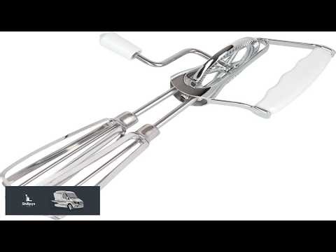 Fox Run Stainless Steel Manual Hand Mixer White Retro Style Egg Beater