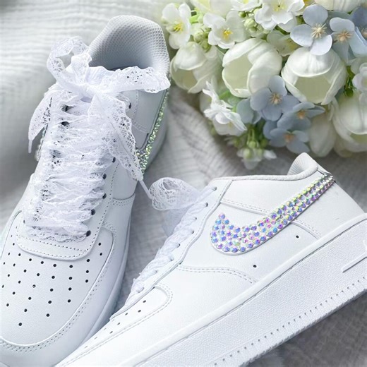 Personalized Bride Shoes, Custom Wedding Sneakers, Crystal Bling Outline, White Lace Laces, Mrs Name Date, Sparkly Bridal Tennis Shoes. - Etsy