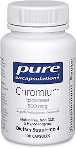 Pure Encapsulations Chromium (Picolinate) 500 mcg - for Lipid & Carbohydrate Metabolism* - Mineral Supplement - Superior Absorption Chromium Supplement - Vegan & Gluten Free - 180 Capsules