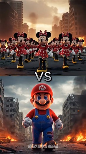 Minnie Mouse vs Super Mario, Luigi, Yoshi, Toad, Princess Peach