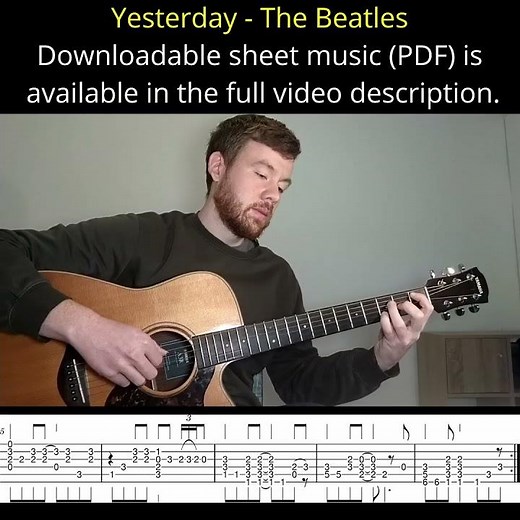 Yesterday - The Beatles [Fingerstyle Guitar Tab] #fingerstylecover #guitar #fingerstyleguitartab