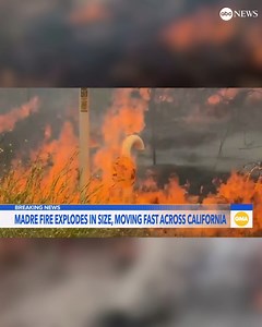 A fast-moving blaze in California is exploding in size, becoming the largest wildfire in the state so far this year. The Madre Fire, fueled by dry brush, steep terrain and winds, has consumed more than 70,000 acres, officials say. Crews are racing to contain the blaze under extreme conditions. Read more: https://abcnews.visitlink.me/LPTT40 | ABC News