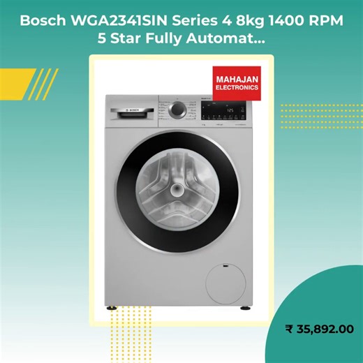 Unlock the secret to spotless laundry! ✨🧺 Experience the Bosch WGA2341SIN Series 4 Washing Machine, where advanced technology meets effortless care. With an 8kg capacity and 1400 RPM spin, it handles tough loads with ease. 🌀💪 Enjoy the confidence of 5-star energy efficiency and the anti-tangle feature that keeps your clothes looking fresh and feeling great. Perfect for your busy lifestyle, this beauty fits seamlessly into your routine. Let’s face it: laundry day just got a whole lot easier at