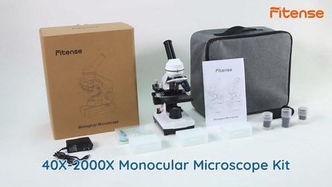 Microscope for Adults Kids,40X-2000X Monocular Microscope Kit for Home School Lab, 2 LED Lights & 5 Colors Kids Microscope with Phone Holder,10 Specimen Slides,20 Slides,100 Coverslips, Bag