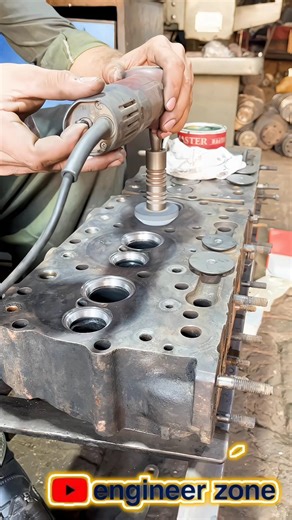 🔥 How Mechanics Restore Engine Head Valve Seats | Valve Seat Cutting & Refacing Process #Shorts