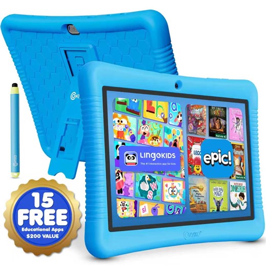 Open Box Contixo 10" Kids Tablet 2025 Model with Epic! & Lingokids, Educational Android Tablet for Kids 3-12, 32GB, Parental Controls, Kid-Proof Case with Kickstand & Stylus – Blue