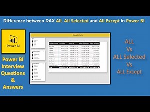 Power BI Interview Question and Answers: Difference Between ALL, ALL Selected and ALL Except DAX