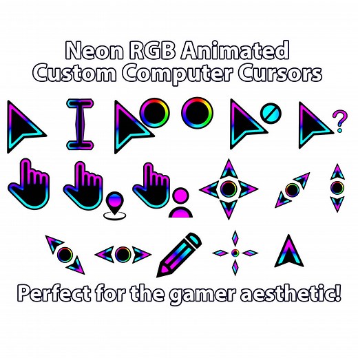 Neon RGB Animated Computer Cursor Pack, Perfect for Gamers & Creatives - Etsy