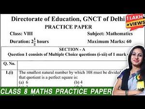 Class 8 Maths DOE Practice Paper 1 Solution | Section A Question 1 (i to xii) | Session 2023 - 2024