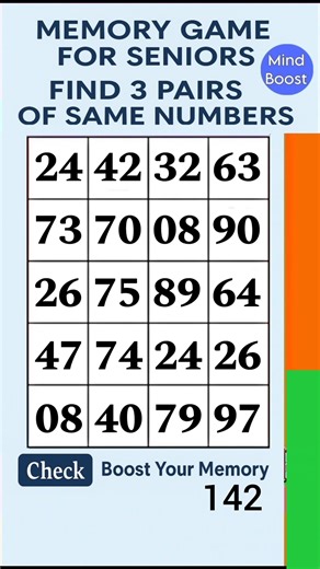 Senior Brain Challenge | Match the Numbers