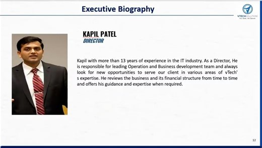 Executive Bio - Kapil Patel - vTech Solution Inc